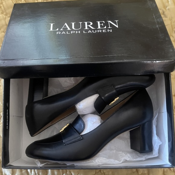 Lauren Ralph Lauren | Shoes | Ralph Lauren Monogram Pumps Gold Rl Logo ...